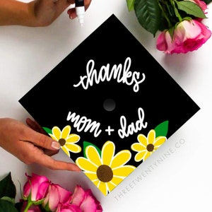 Graduation Cap Decal DOWNLOAD ONLY Thanks Mom and Dad - Etsy
