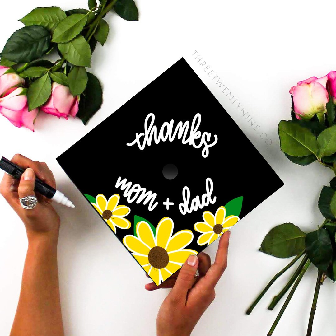 Graduation Cap Decal DOWNLOAD ONLY Thanks Mom and Dad - Etsy