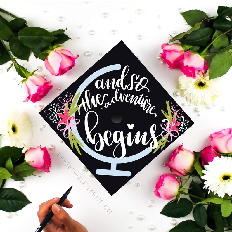 Graduation Cap Grad Cap Grad Cap Decal Handwritten | Etsy