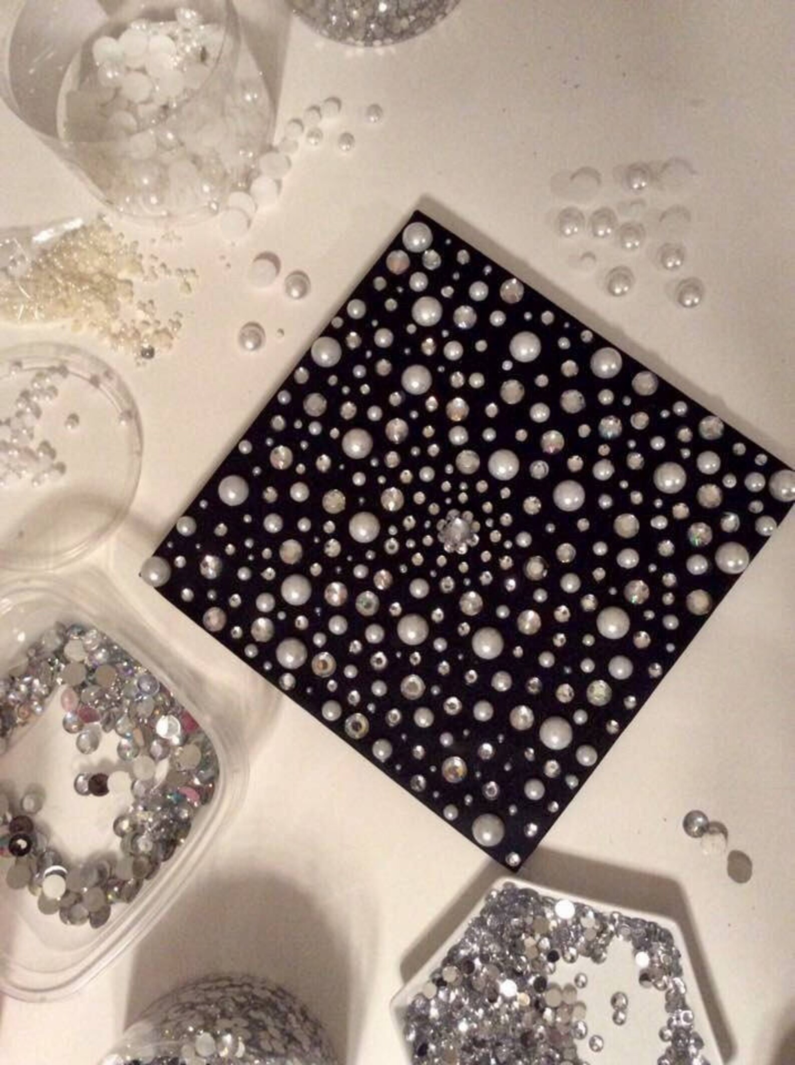 Graduation Cap | Pearls & Glitz Silver Rhinestone | Grad Cap ...