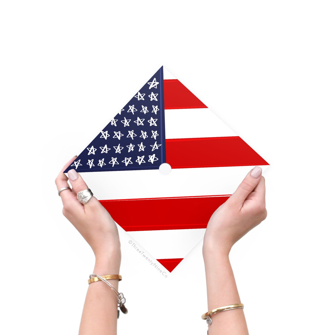 Graduation Cap Decoration | Custom Grad Cap | United States Flag ...