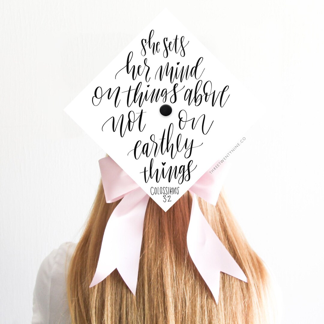 Bible Verse Grad Cap | Graduation Cap Print | Christian Grad Cap | She ...