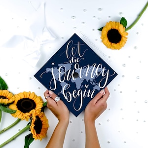 Graduation Cap Decal | Handwritten World Map Design - Etsy