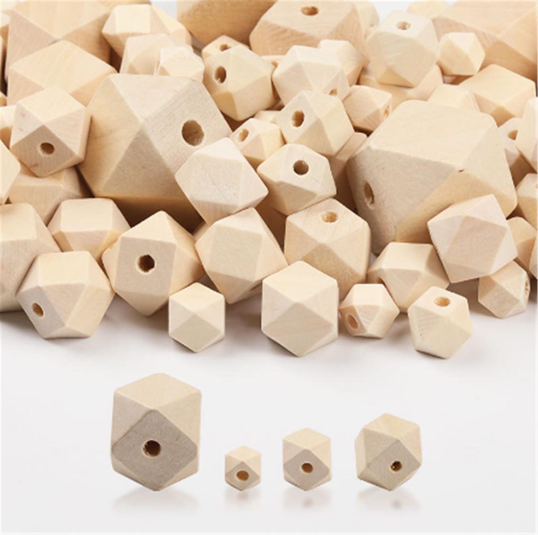 100 Unfinished Faceted Wood Beads, Geometric Octagon, 25mm/30mm - Etsy