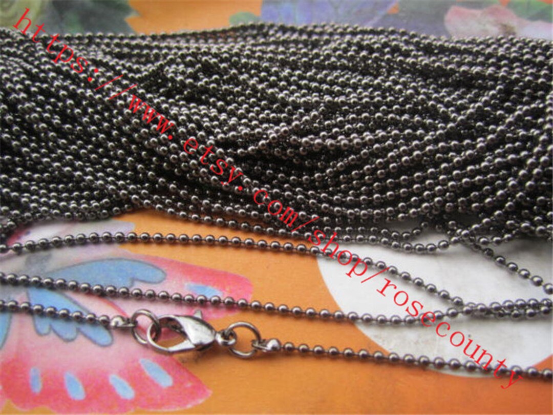 1.5mm Ball Chain Wholesale 100pcs 18 Inch Gunmetal Plated Necklace With ...