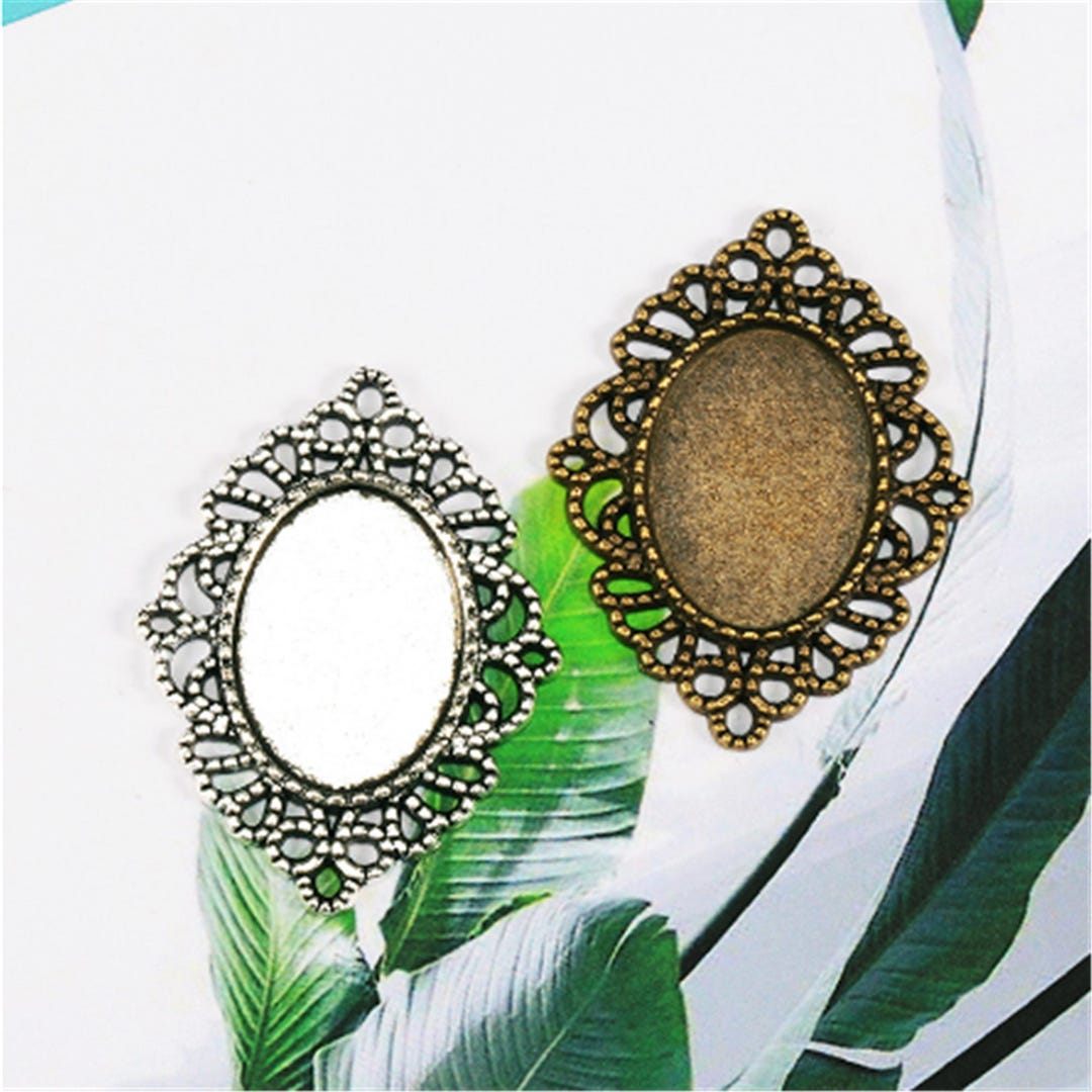 50pcs Antiqued Lace Cabochon Settings: Oval Bezel Trays (18x13mm) - Etsy