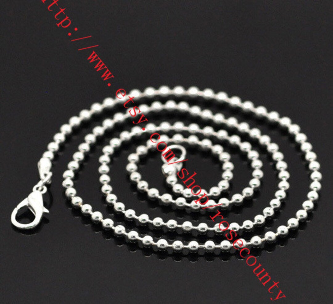2mm Ball Chain Wholesale 100pcs 22-36 Inch Silver Plated Bead Chian ...
