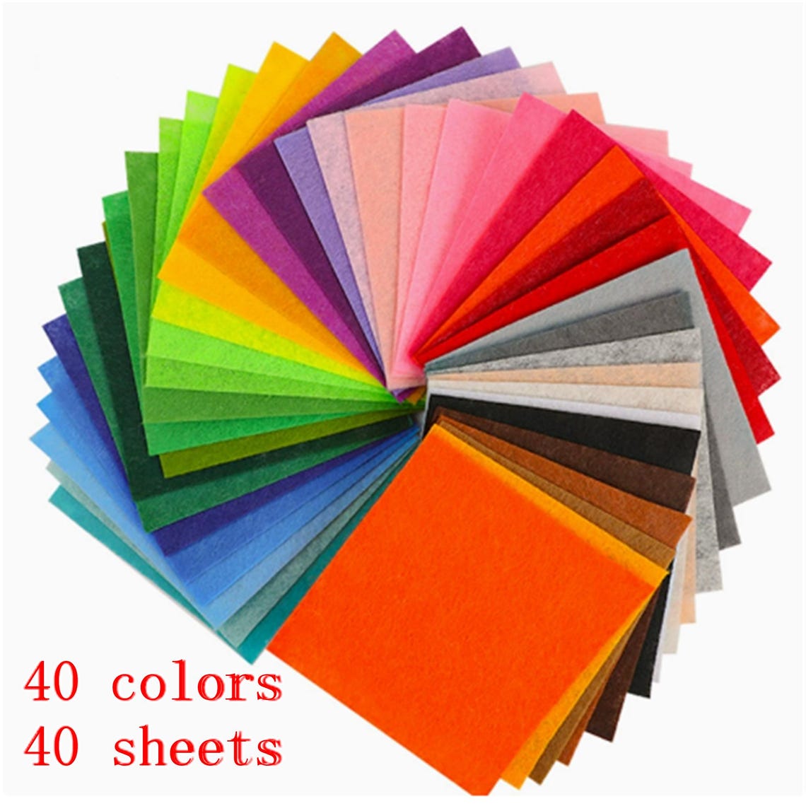 Wholesale 20 Felt Sheets 45x45cm per Sheet (40 Different Colors)--1mm ...