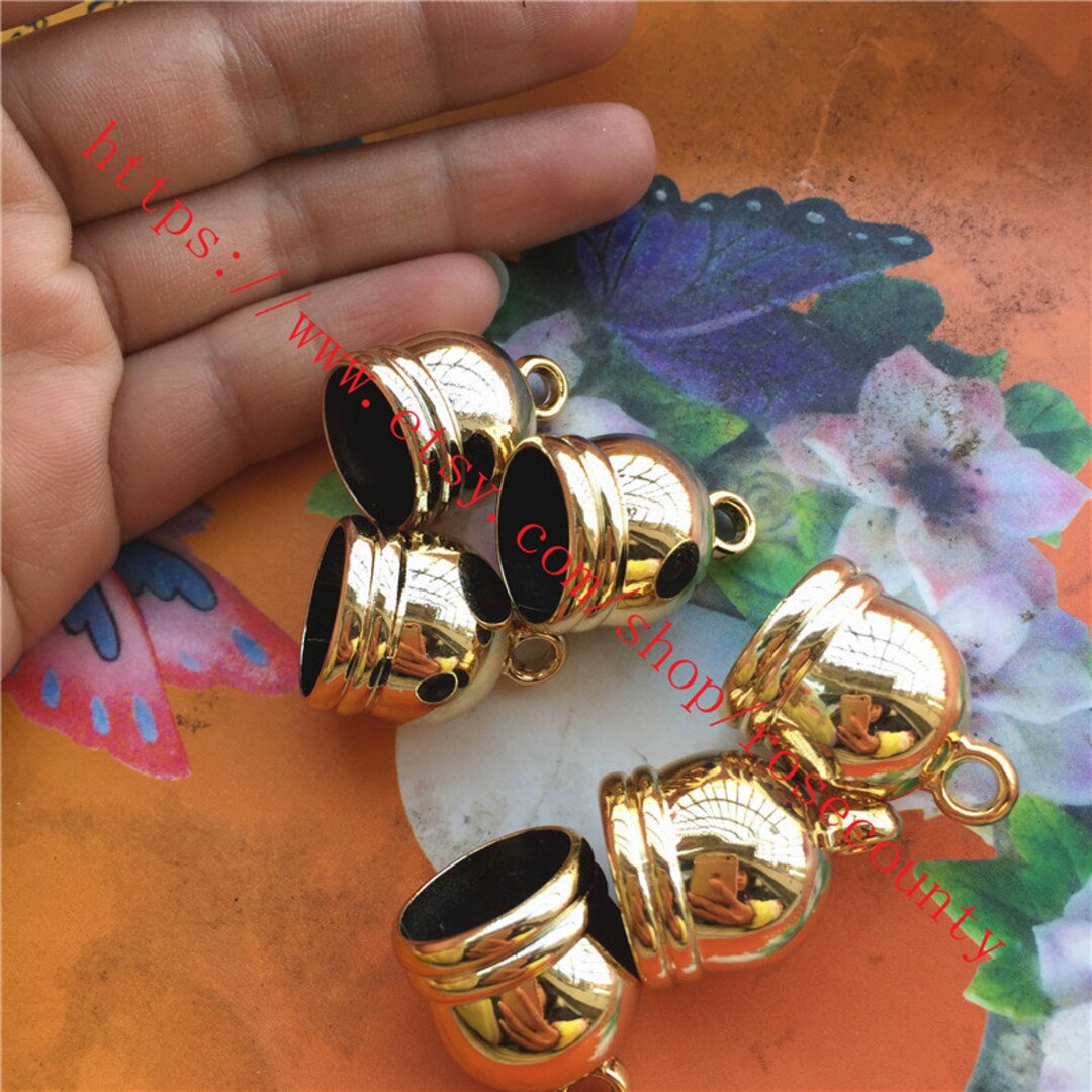 Large-wholesale 100pcs 25x18mm CCB Gold Tassel Caps/end Cap Terminators ...