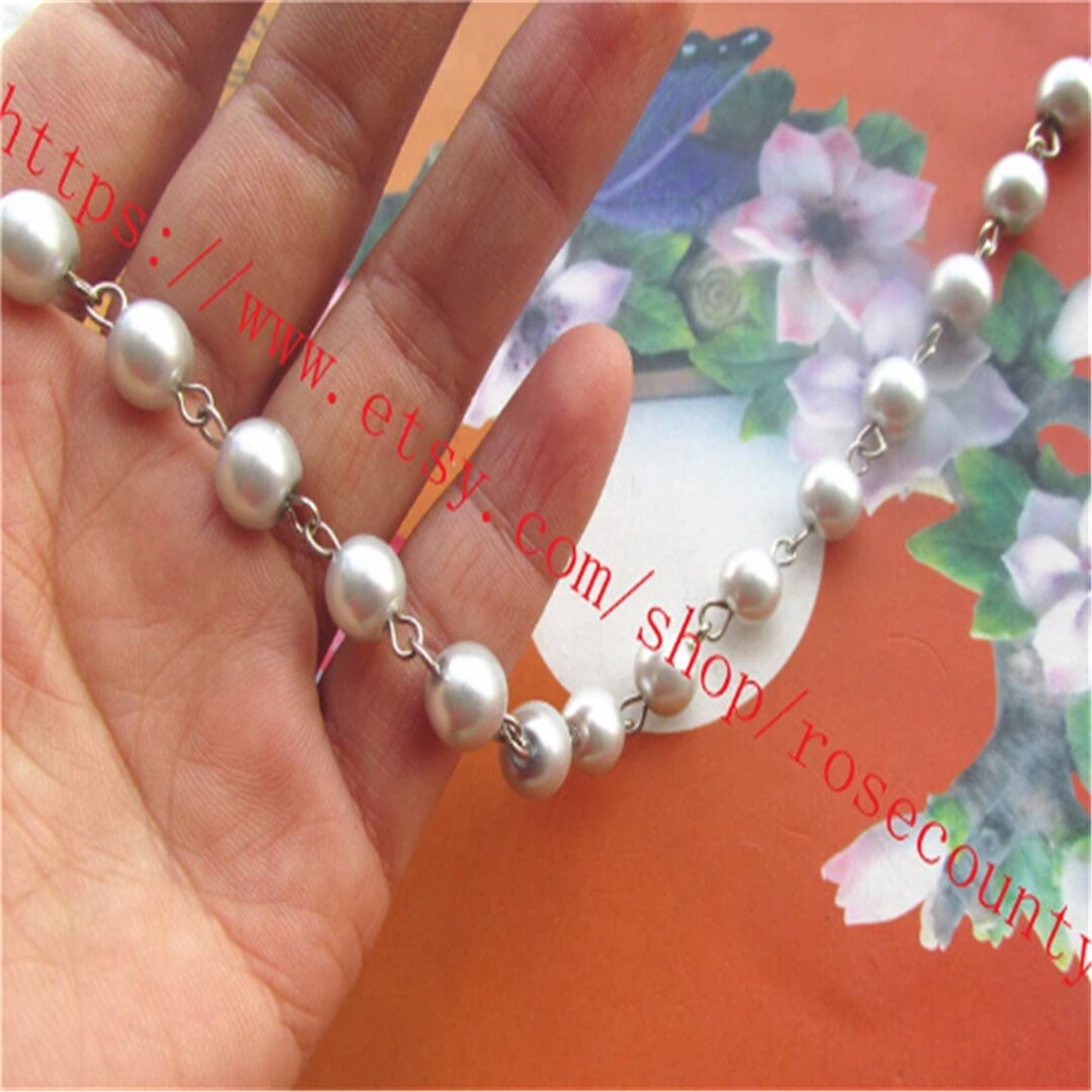 1pcs 8mm Silver Glass Pearl Ball Link Chains--silver Links - Etsy