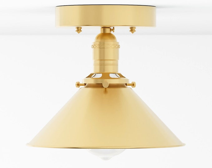 Semi Flush Ceiling Light - Raw Brass - Mid Century - Modern Farmhouse ...