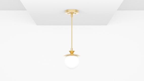 Gloss White Globe Single Pendant Light Sealed Brass Mid - Etsy