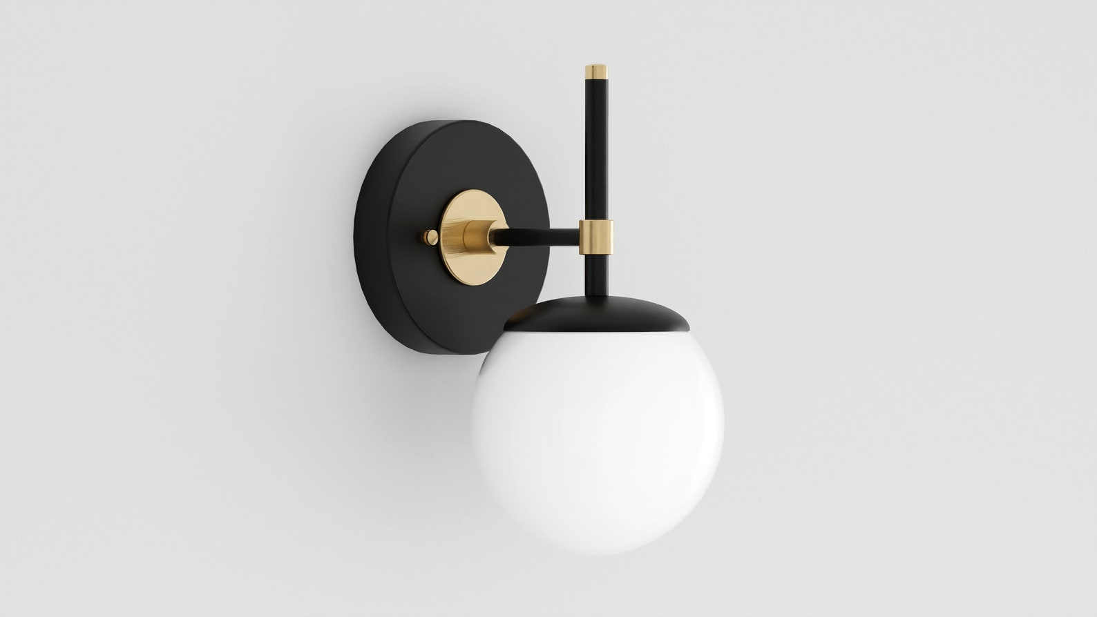 Gloss White Glass Globe Wall Sconce Single Light Mid | Etsy