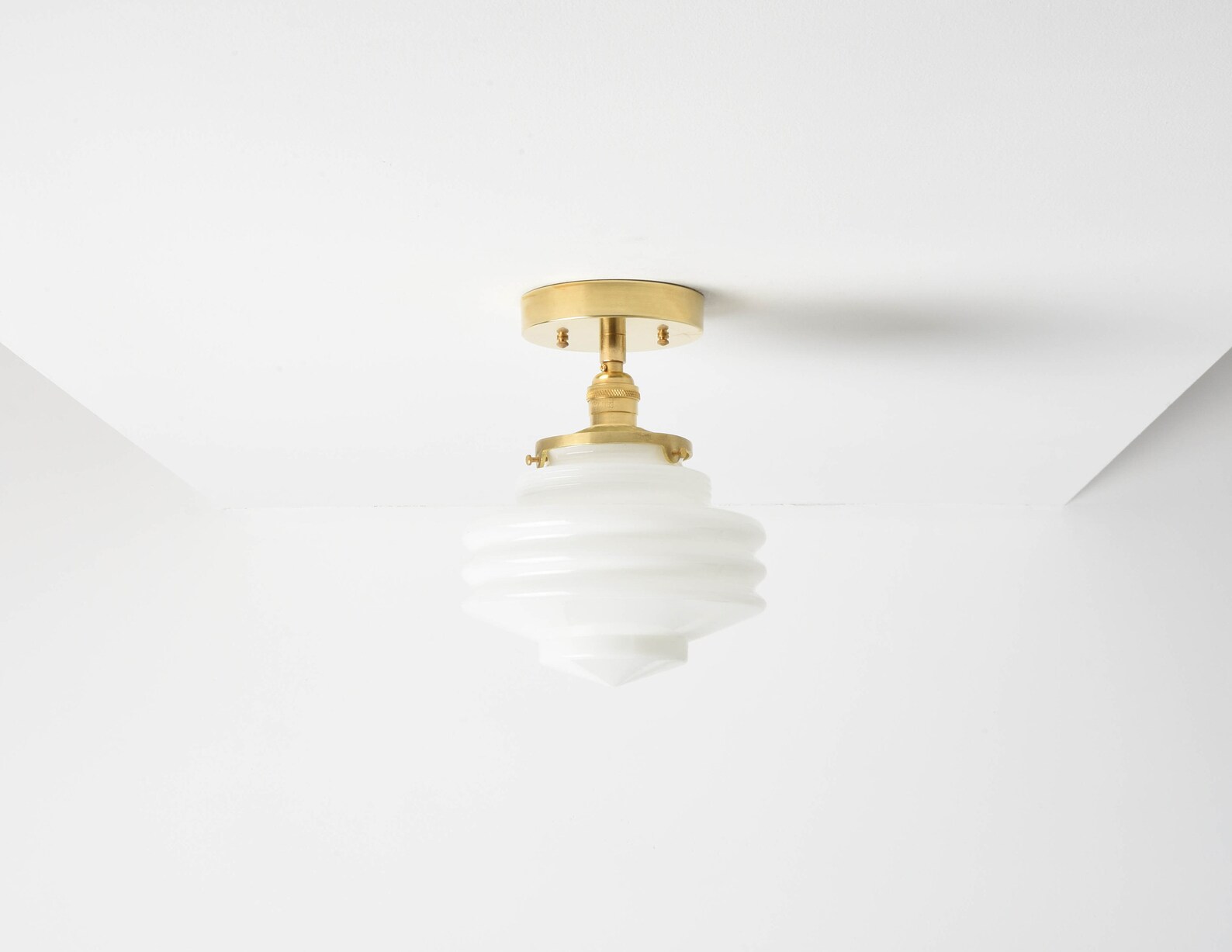 Semi Flush Ceiling Light Handblown Art Deco Globe Raw - Etsy