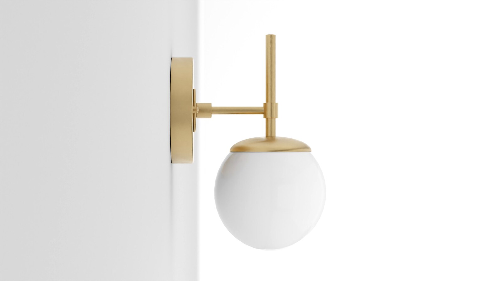 Gloss White Glass Globe Wall Sconce Single Light Mid | Etsy