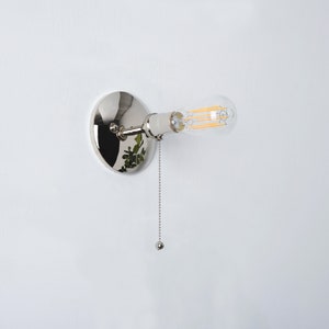 Industrial Pull Chain Light Wall Sconce Raw Brass Mid Century Modern ...