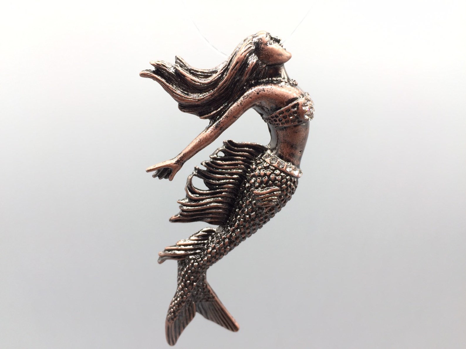Mermaid Pendant or Brooch. Copper Plated. (PD03C) (sample Not Included ...