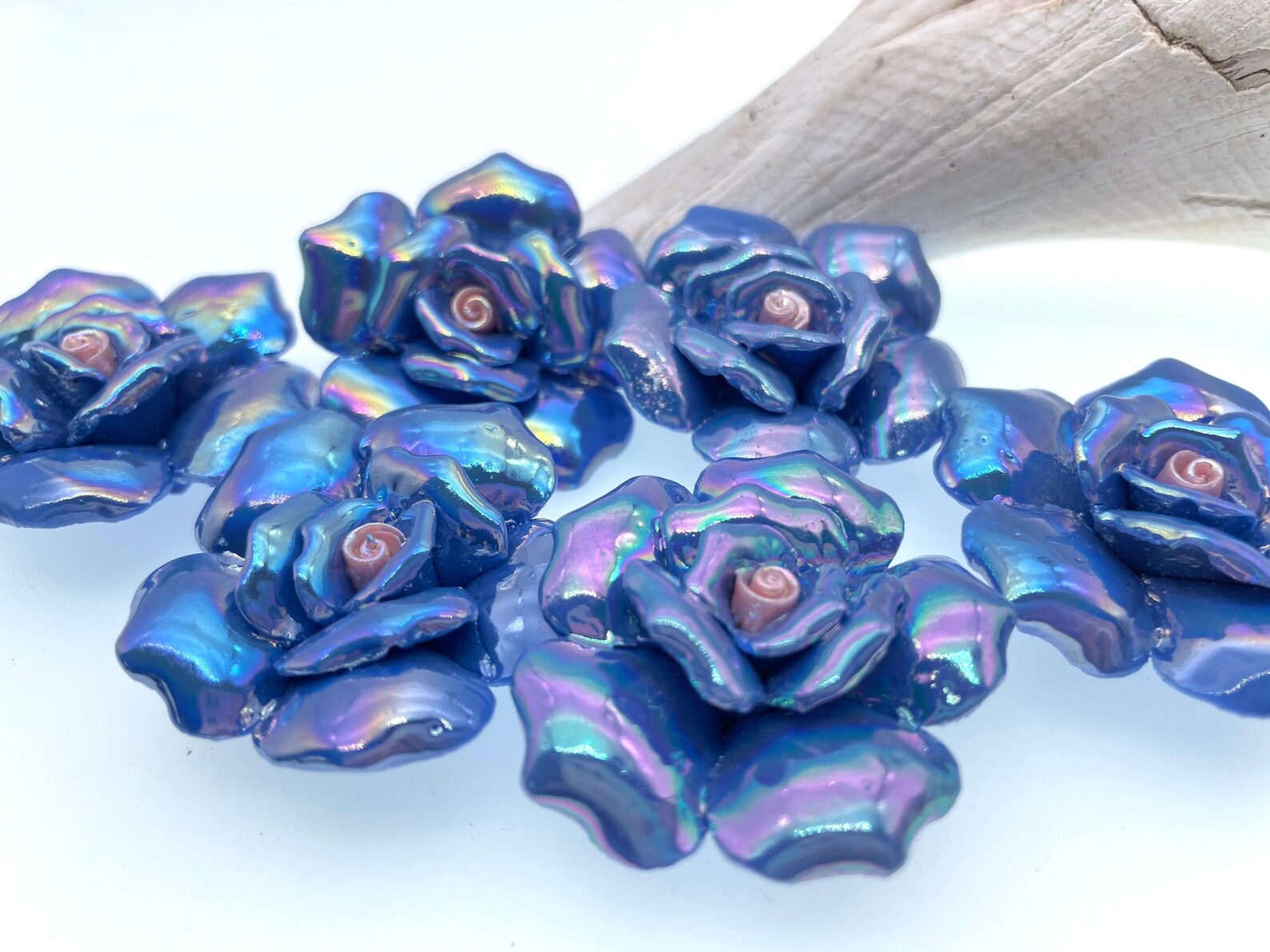 2 Pc Large Hand Made Ceramic Rose Pendants Sparkly and - Etsy