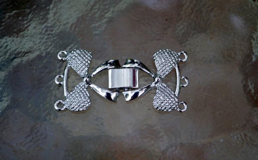 3 Strand Silver Plated Ribbon Bow Clasp: Necklace Bracelet Connector - Etsy