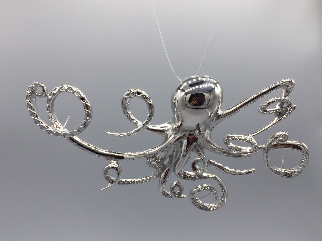 Large Silver Plated Octopus Pendant With Bead Pins - Etsy
