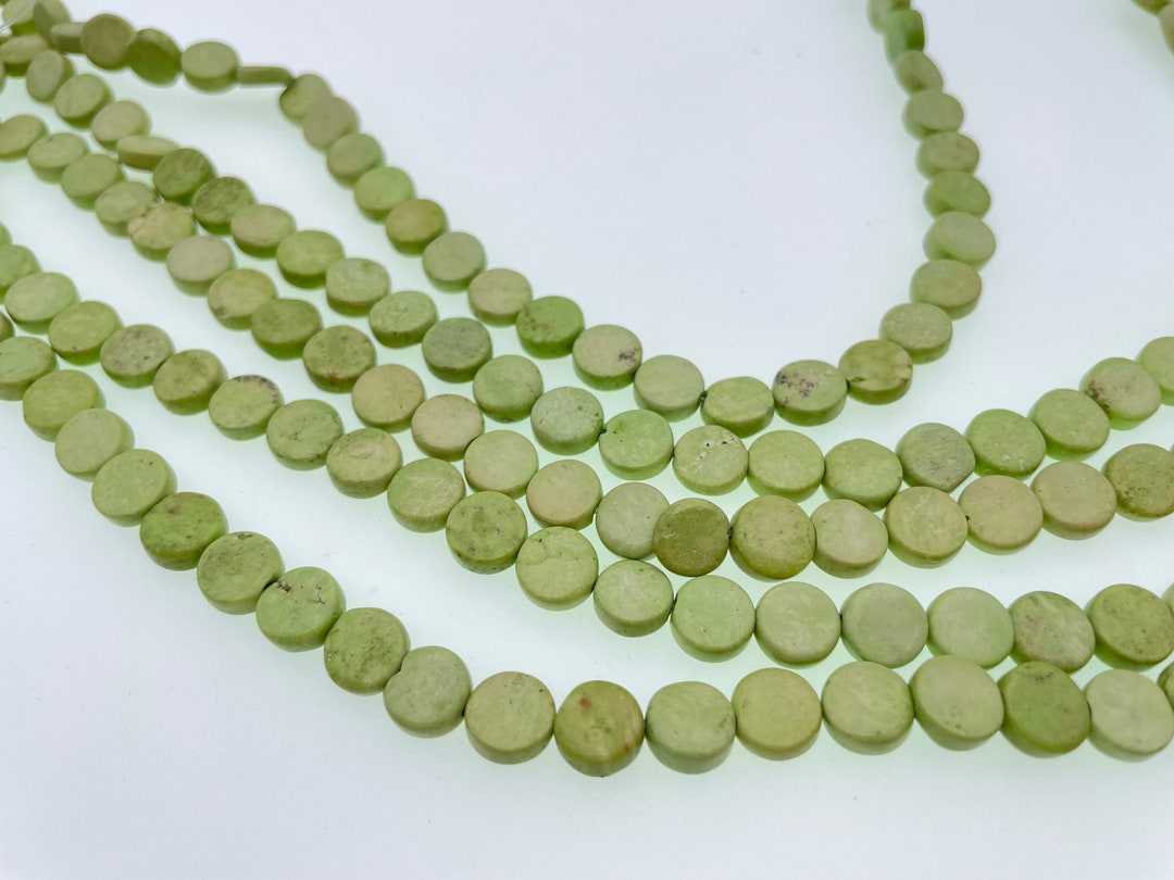 Light Green Chalk Turquoise Beads: Flat Round, 8x8x3 Mm (15-16 Inch) - Etsy