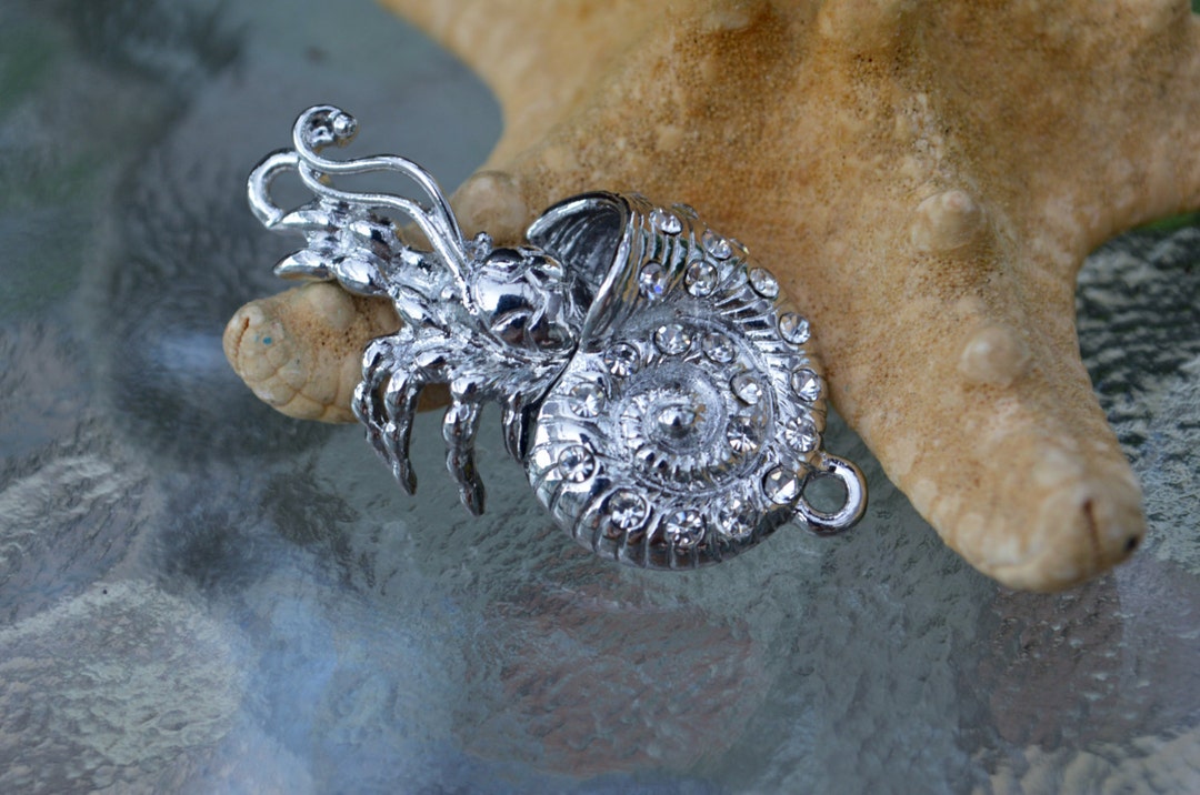 Rhinestone Hermit Crab Magnetic Clasp: Silver Plated Jewelry Finding ...