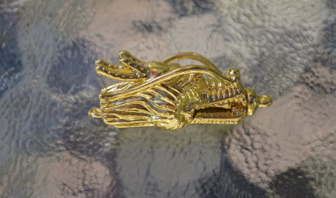 Gold Plated Dragon Pinch Clasp: Original Design Jewelry Finding (1.5 ...