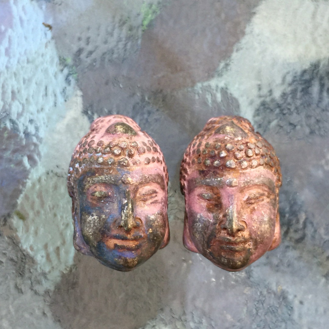 Double Face Buddha Head Beads: Copper/brass, 3-hole (2 Pc) 3/4 X 1/2 ...