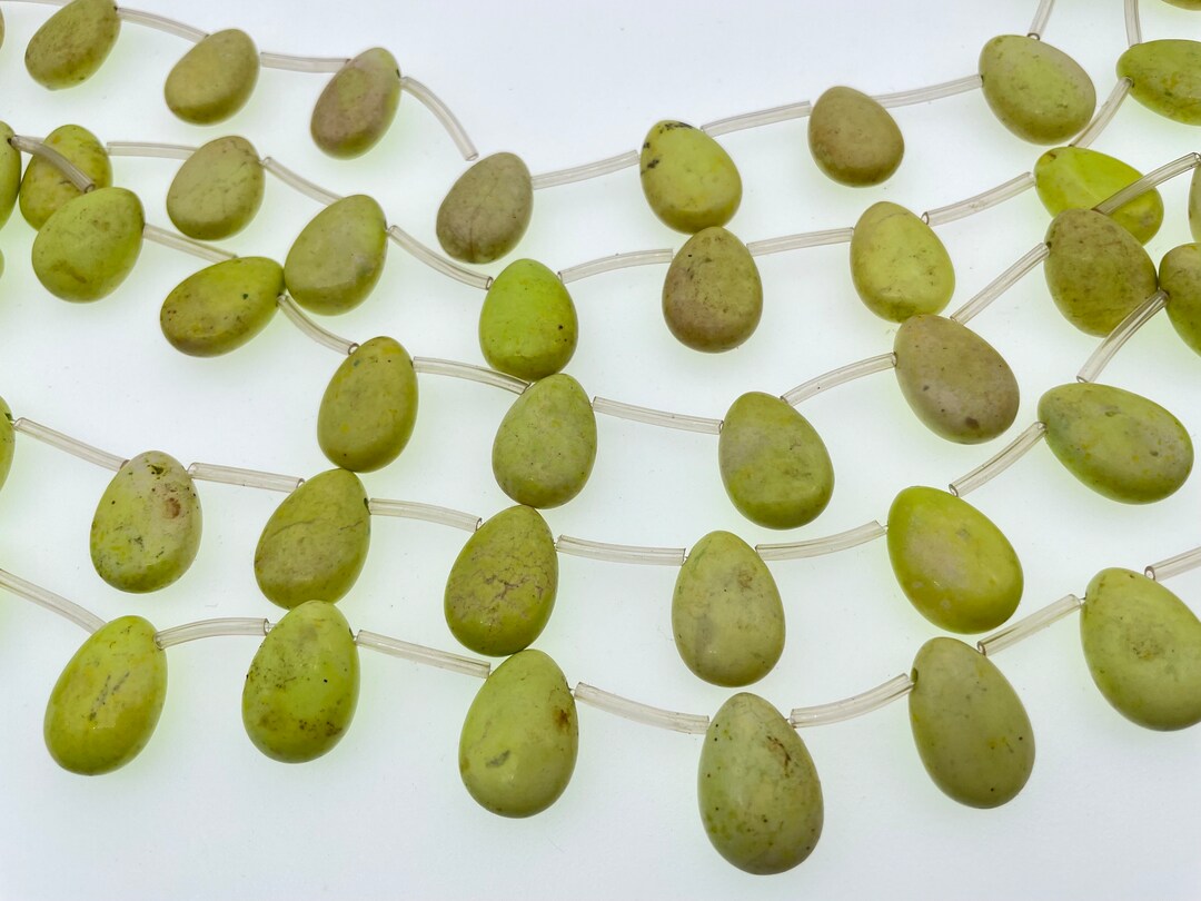 Dyed Chalk Turquoise Beads: Yellow-green Teardrop Strand (15-16 Inch ...