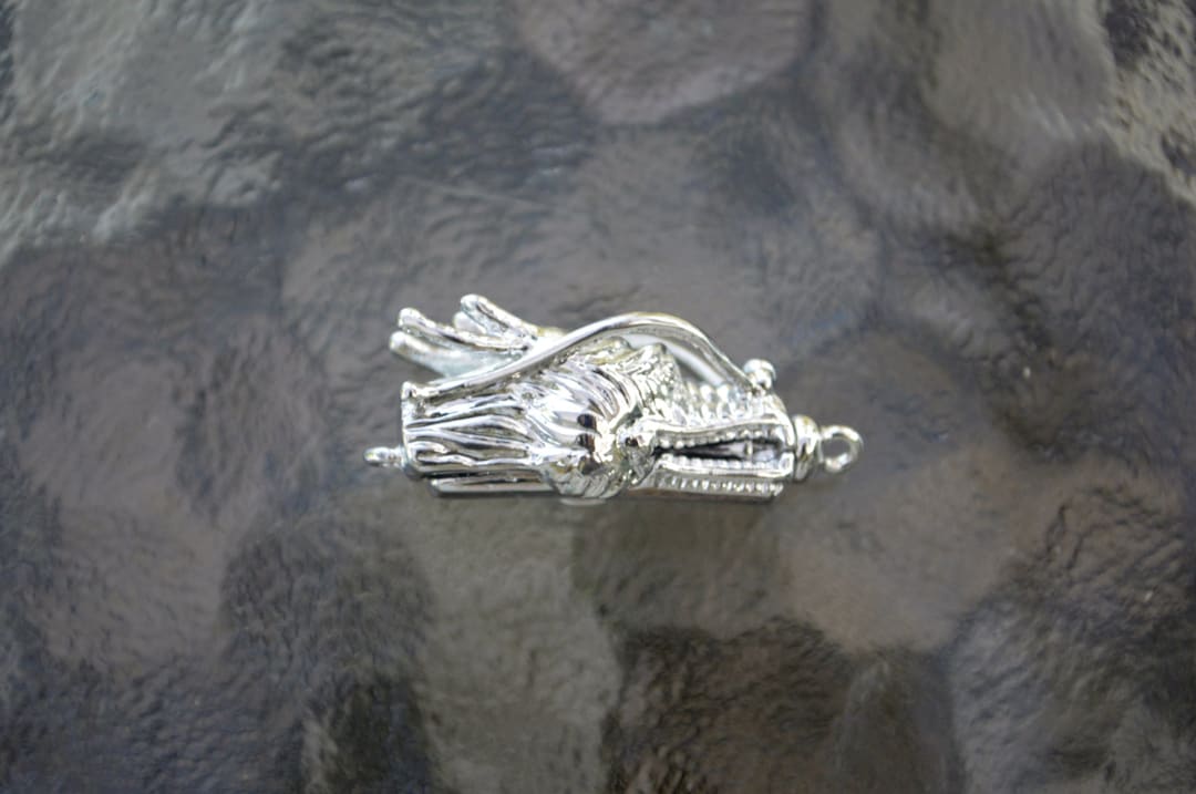 Silver Plated Dragon Pinch Clasp: Original Design Jewelry Finding (1.5 ...