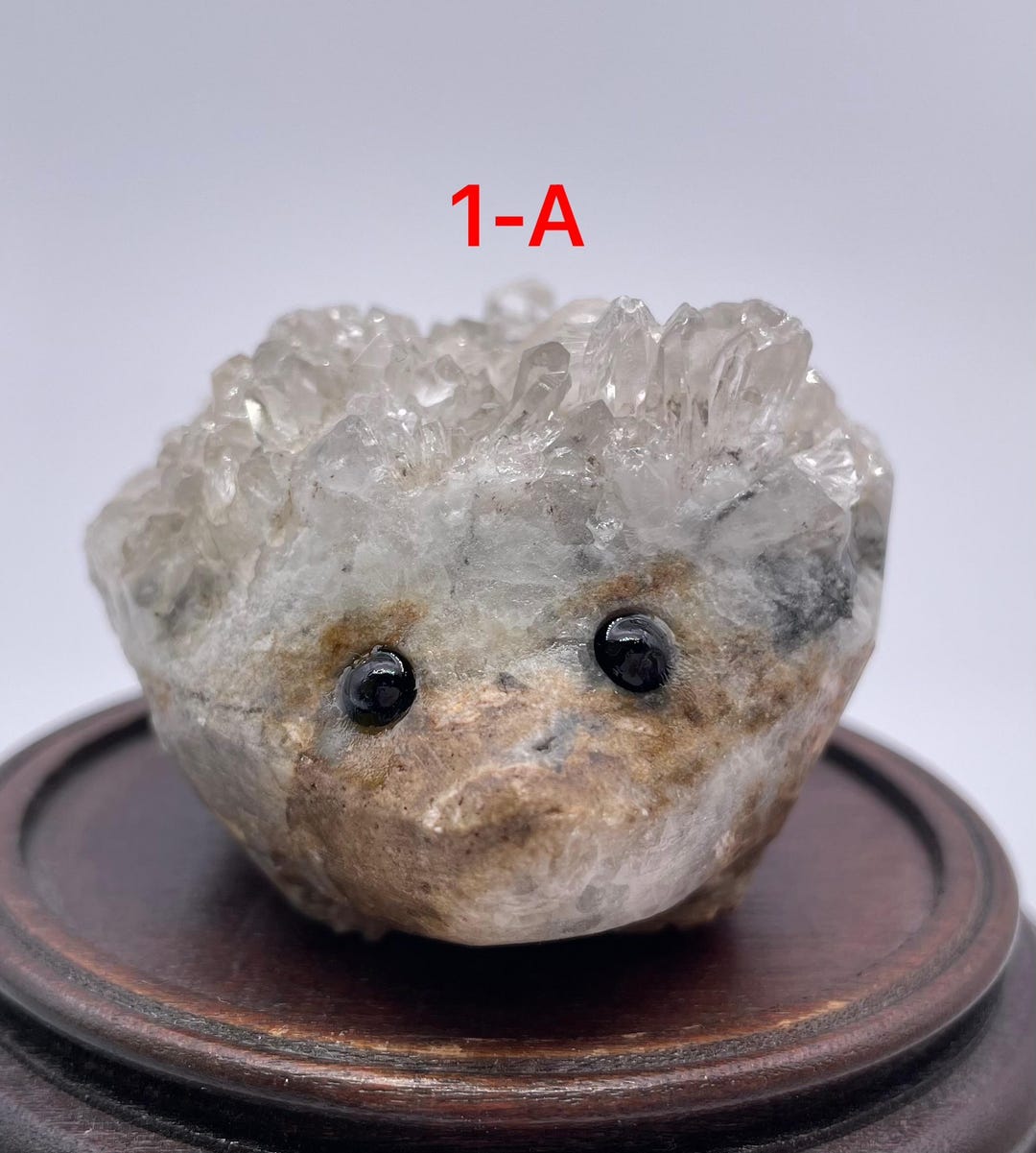 Hand-carved Quartz Crystal Hedgehog Figurine: Natural Stone Animal ...