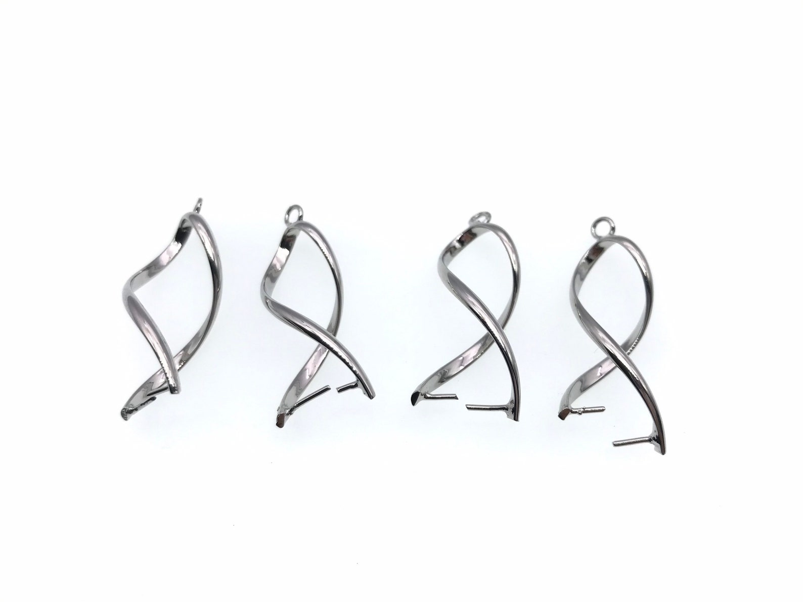 4 Pc Silver Plated Earring Bails 1 1/4x 1/2 Inch Easily to - Etsy