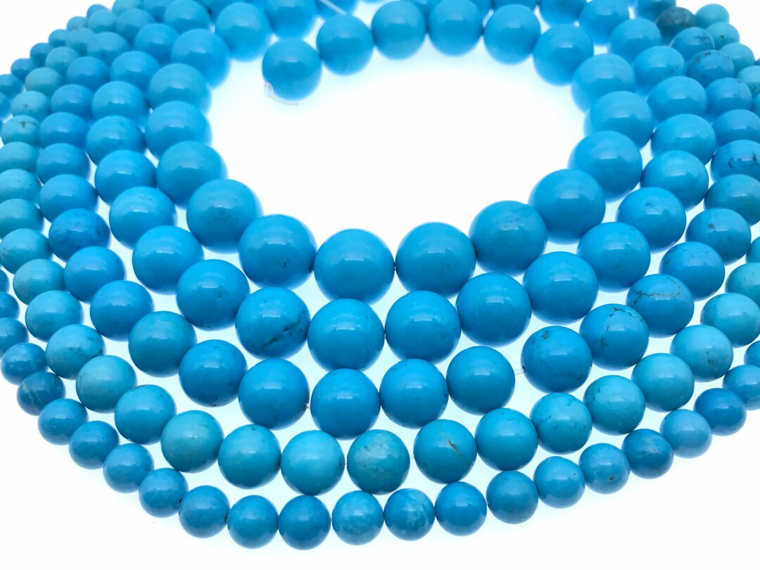 Lovely One Strand (15-16 Inches Long) Blue Chalk Turquoise Beads, Round ...
