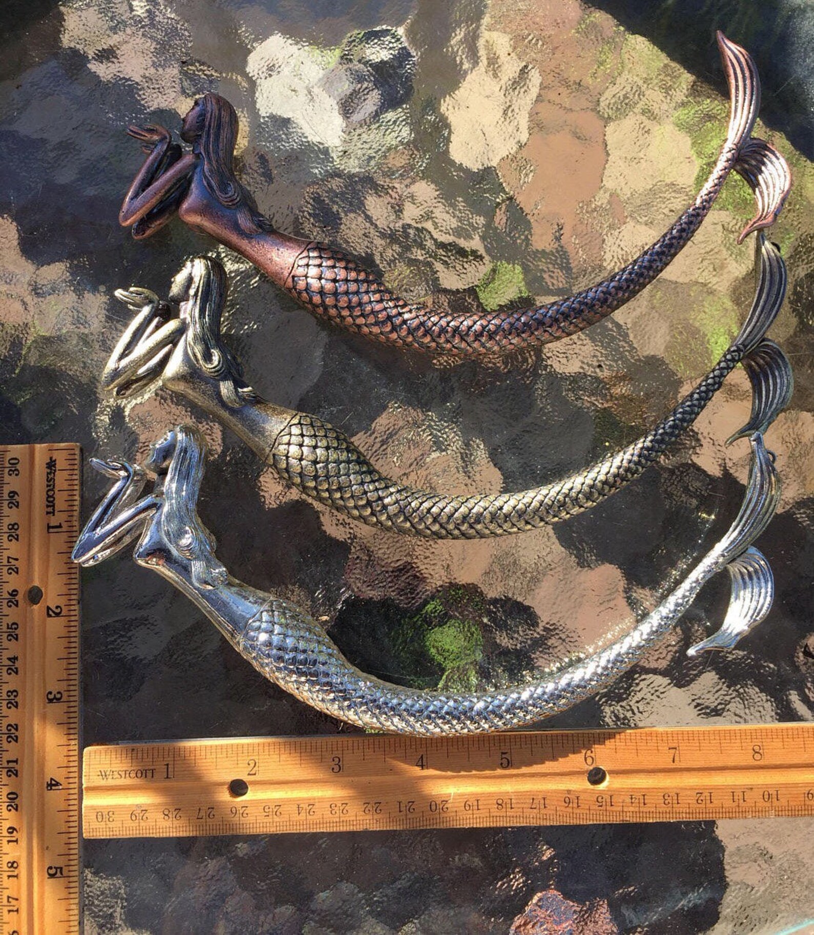 Copper Plated Mermaid Tube: Large Half Circle Necklace Pendant - Etsy