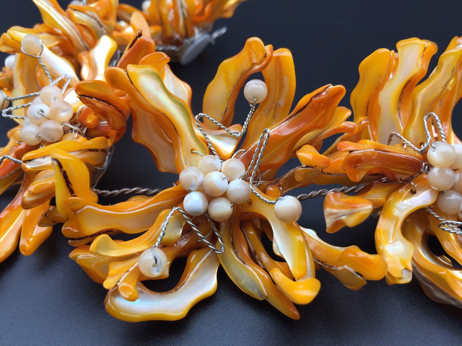 Large Natural Conch Shell Hand Wired 5-flower Pendant With - Etsy