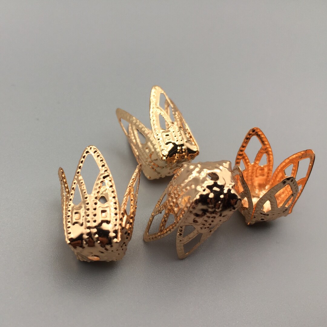 Gold Plated Filigree Bead Cones: Jewelry Making Supplies, 4pc 3/4x1/2 ...