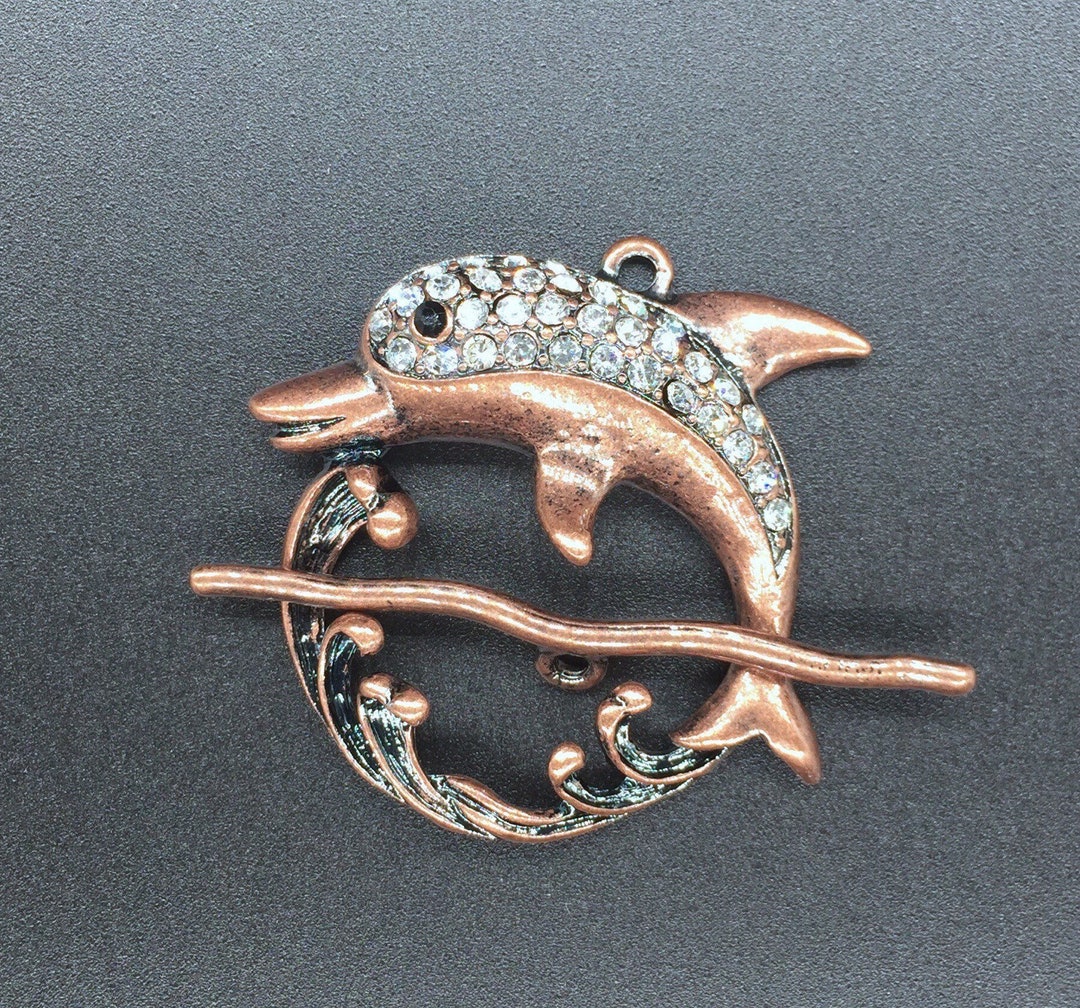 Rhinestone Dolphin Toggle Clasp: Copper or Silver Plated Copyrighted - Etsy