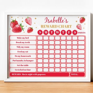 Editable Chore Chart, Strawberry Reward Chart, Chore Chart for Kids ...