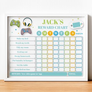 Chore Chart for Kids Video Game Reward Chart Editable Chore - Etsy