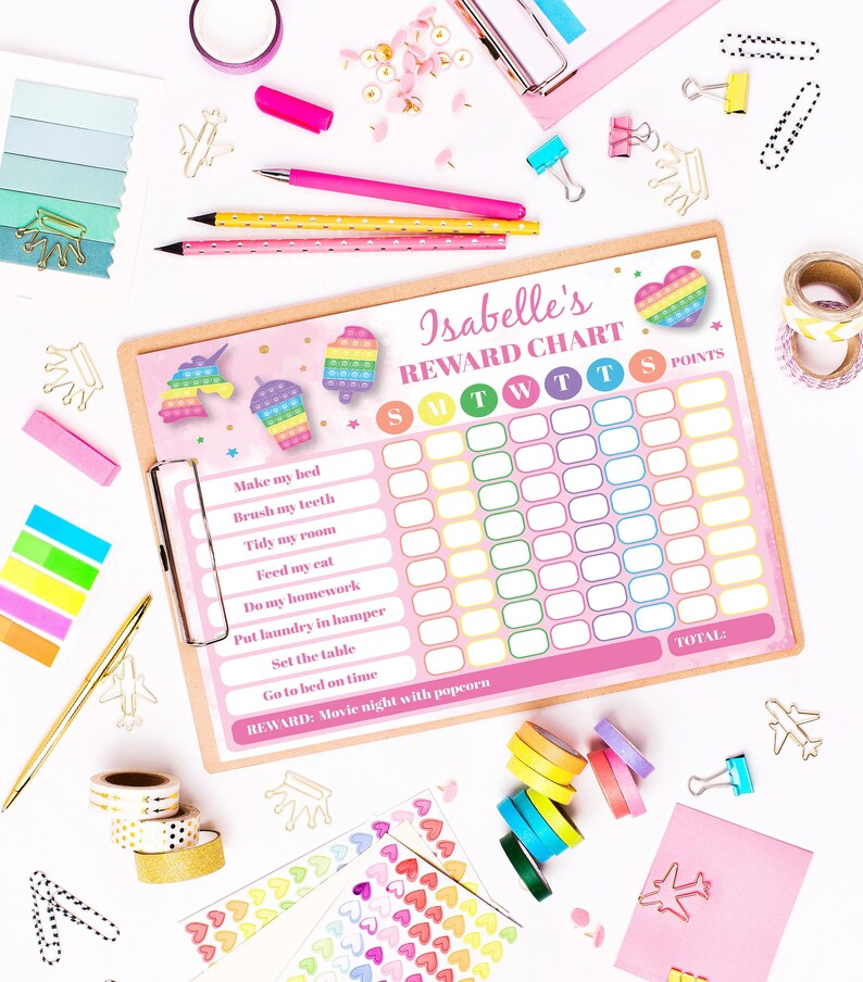 Chore Chart for Kids Pop It Reward Chart Editable Chore - Etsy Australia