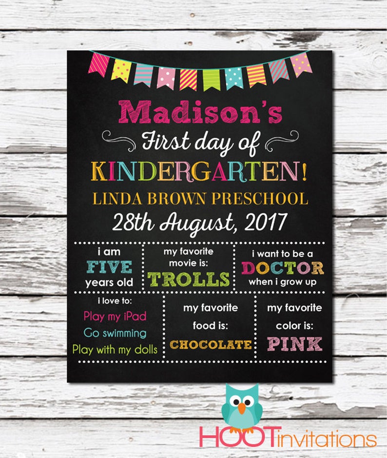 First day of school Chalkboard sign First day of Kindergarten | Etsy