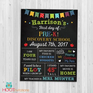 First Day of Preschool Sign, First Day of School Sign, Girls Preschool ...
