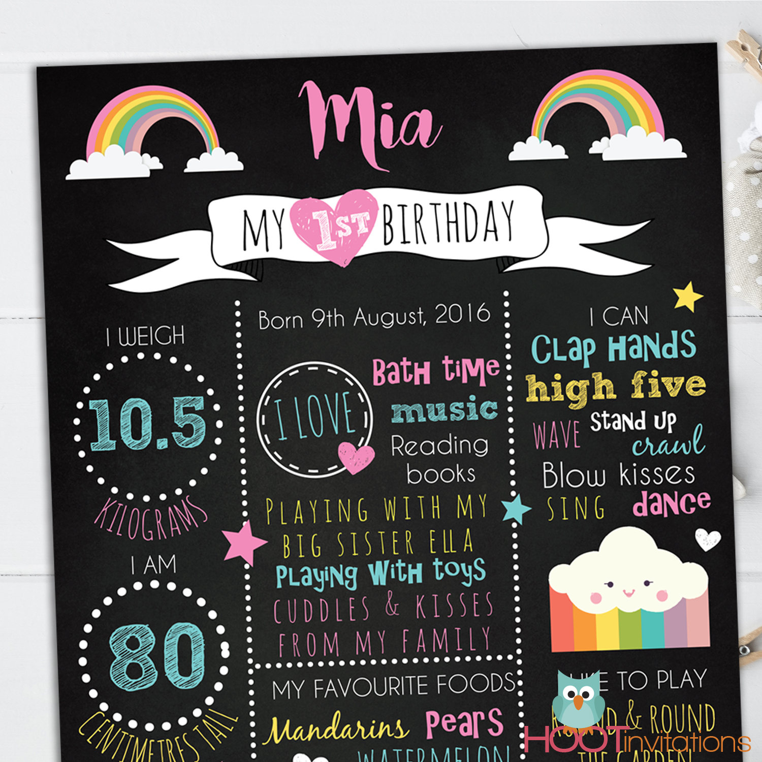 First Birthday Chalkboard Sign Rainbow Birthday Sign Rainbow - Etsy ...