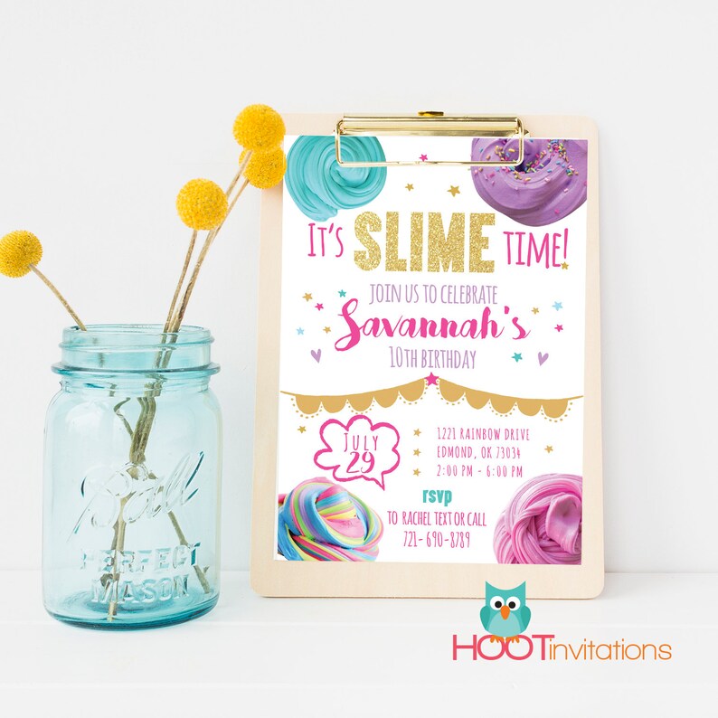 Slime Invitation Slime Birthday Slime Invite Printable - Etsy