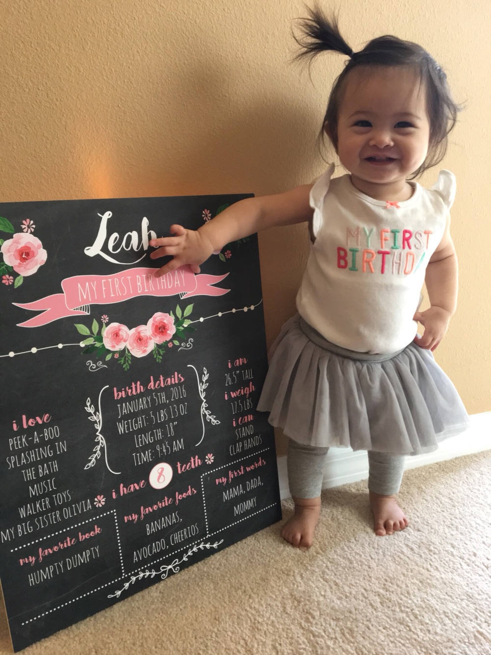 First Birthday Chalkboard Sign Girls Chalkboard First - Etsy