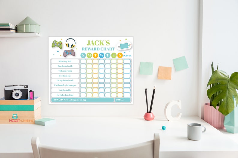 Chore Chart for Kids Video Game Reward Chart Editable Chore | Etsy