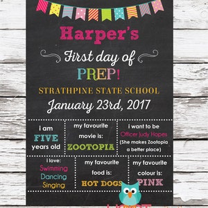 First Day of Prep Sign, First Day of School Sign, Girls Prep School ...