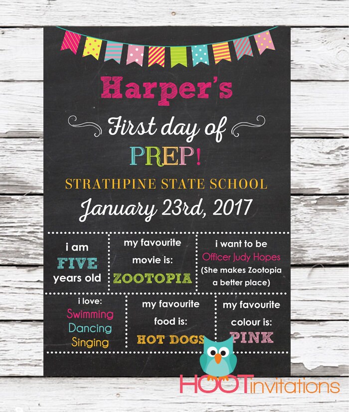 First Day of Prep Sign First Day of School Sign Girls Prep - Etsy Australia