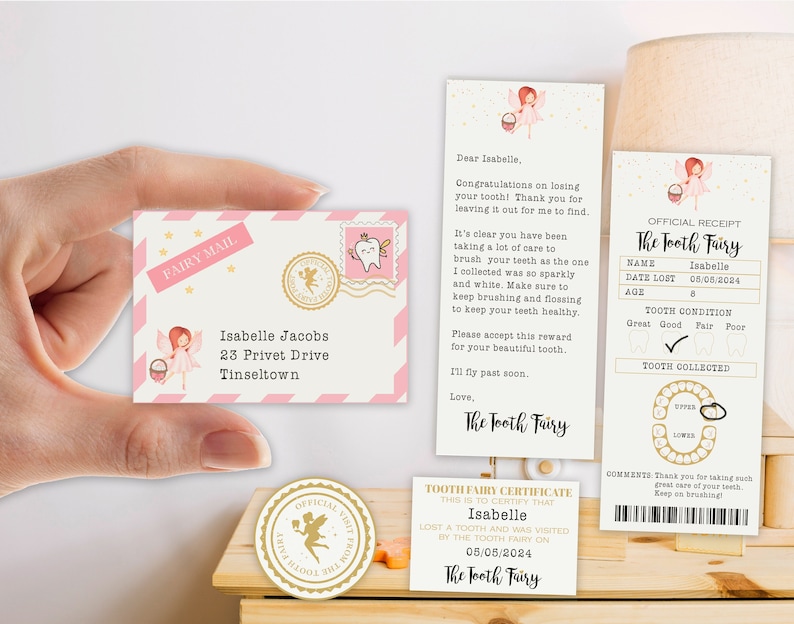 Tooth Fairy Letter With Tooth Fairy Receipt and Mini Envelope, Tooth ...