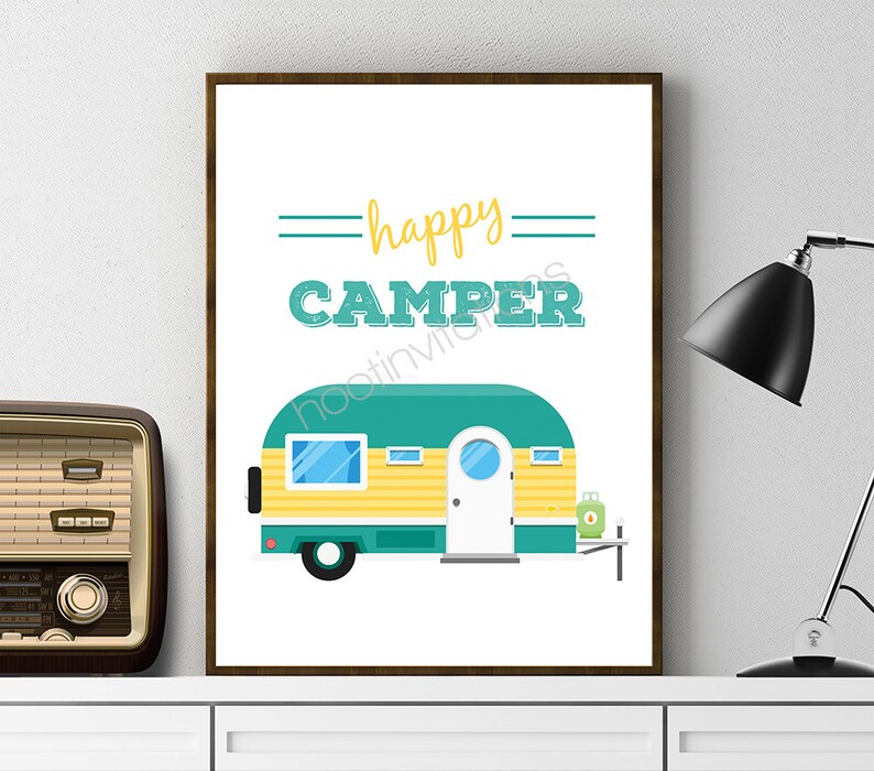 Happy Camper Sign Happy Camper Decor Camper Poster - Etsy